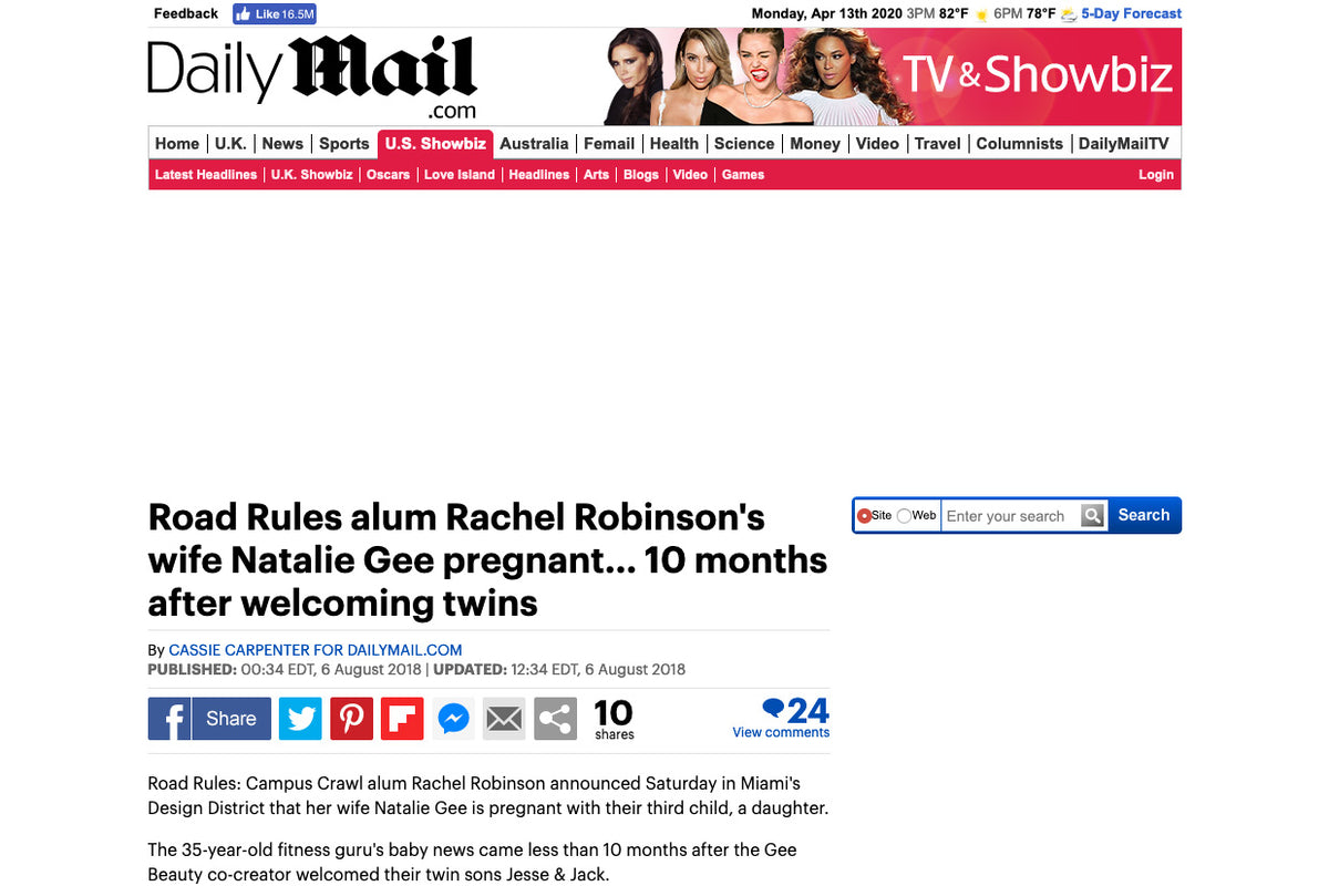 Daily Mail: Road Rules alum Rachel Robinson's wife Natalie Gee pregnan ...